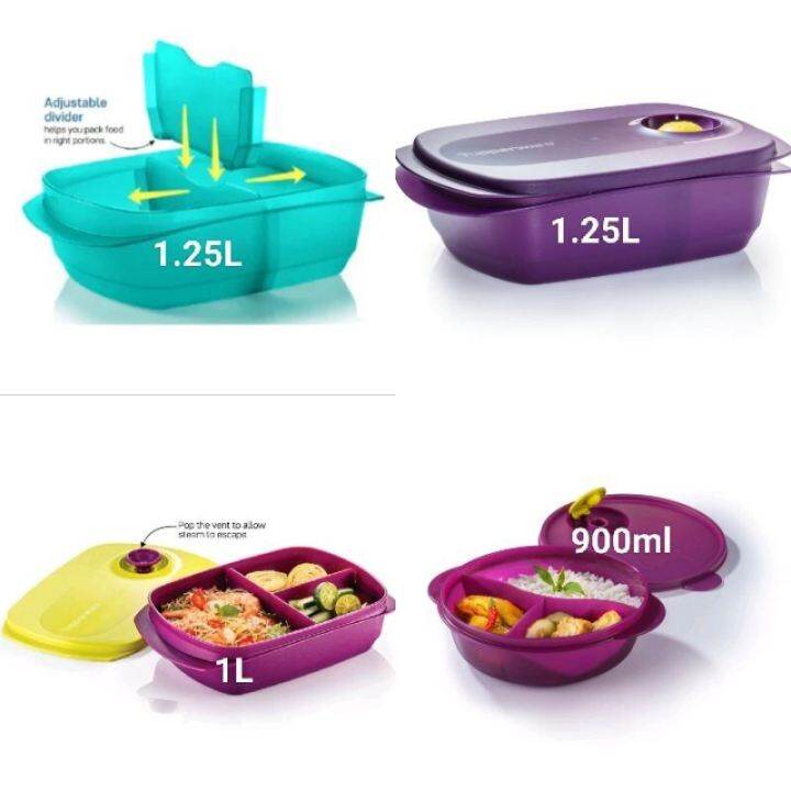Original Tupperware Reheatable Divided Lunch Box 1.0L or 1.25L/ Lunch ...