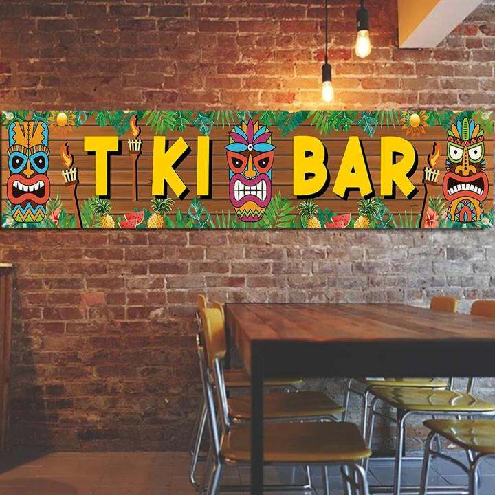 Loviver Hawaiian Tiki Decoration Tiki Bar Banner for Fence Living Room ...