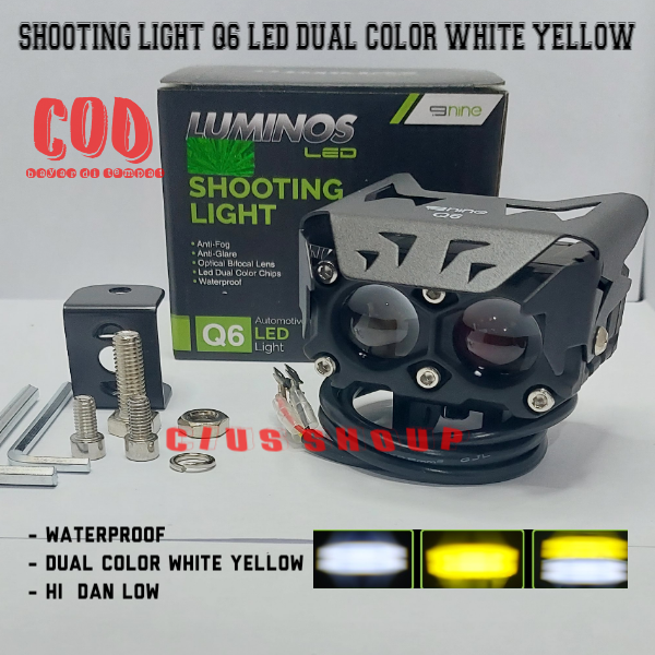 LUMINOS LAMPU SHOOTING LIGHT / SOROT Q6 2 MATA 3 MODE 2 WARNA WHITE ...
