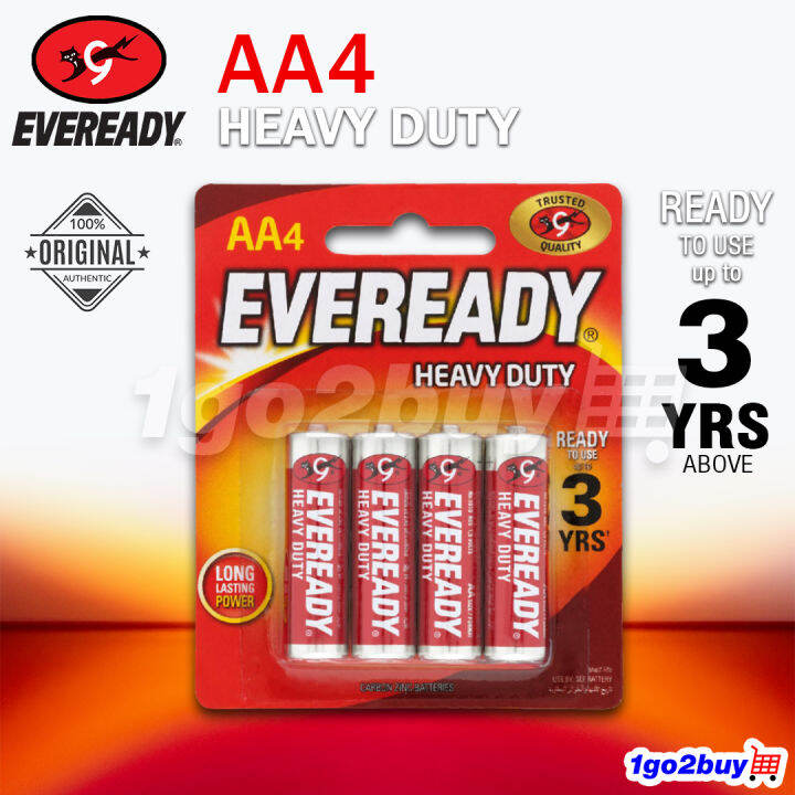 Eveready Heavy Duty Battery AA R6 1.5V Carbon Zinc Batteries AA4 ( 4pc ) * 100% Original * | Lazada
