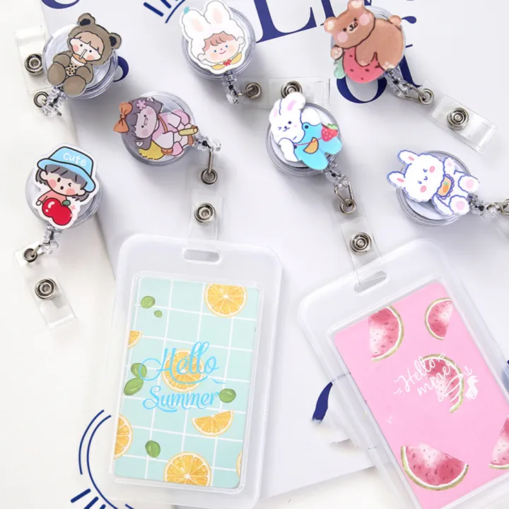 AURORALG Student Bus Card Cartoon Easy Pull Buckle Telescopic Buckle ...