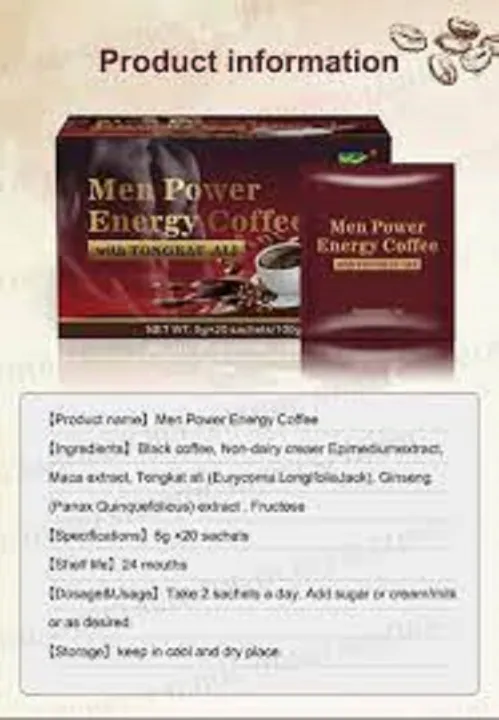 5g x 20 sachets Custom Man power coffee powder Private label tongkat ...