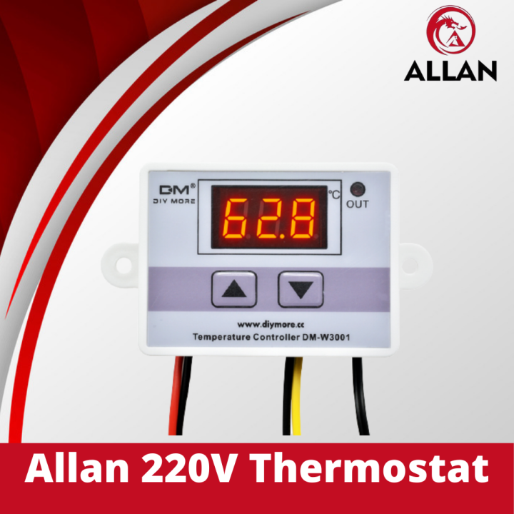 10A AC110-220V Digital LED Temperature Controller XH-W3001 for Incubator Cooling Heating Switch ...
