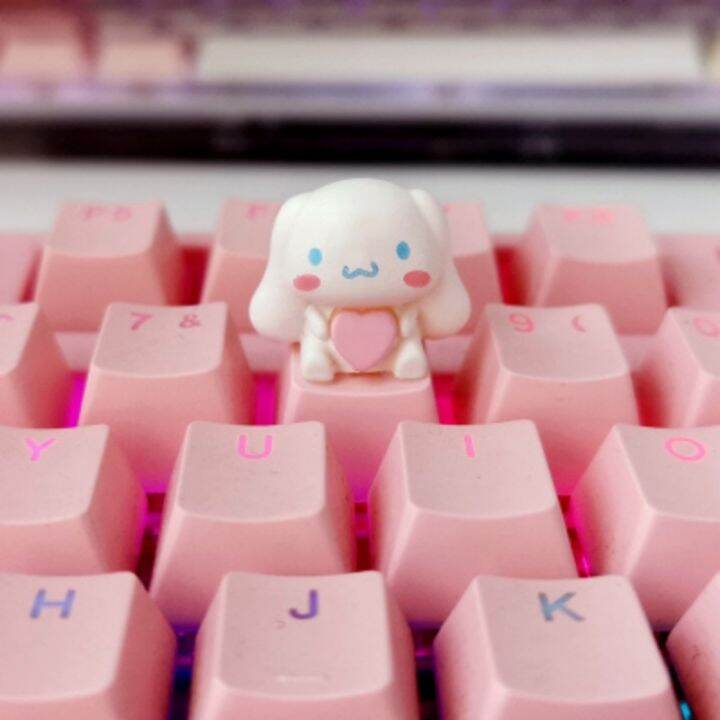 Anime Cute Cinnamon Dog Big Ear Dog Cartoon Pink Transparent Stereo PBT ...