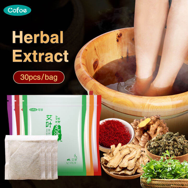 Cofoe กระเป๋าใส่อุปกรณ์อาบน้ำเท้าสมุนไพร30ชิ้นยาจีน Moxibustชั่น/ขิง/ดอกคำฝอย/ดอกคำฝอย/Angelica ...