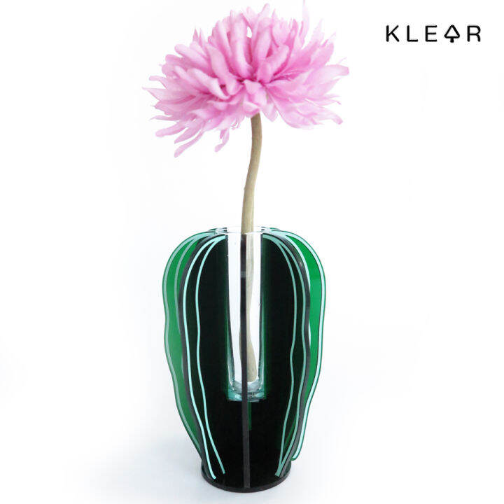 KlearObject Cactus Waved Vase แจกันดอกไม้ แจกันอะคริลิค รูปทรงกระบองเพชร แจกัน แจกันสไตล์ไม่ซ้ำ ...