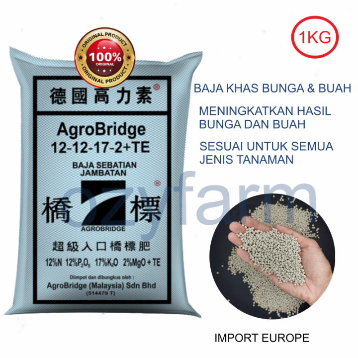 1KG Baja Paksa Bunga dan Buah Agrobridge NPK 121217 fruit fertilizer | Lazada