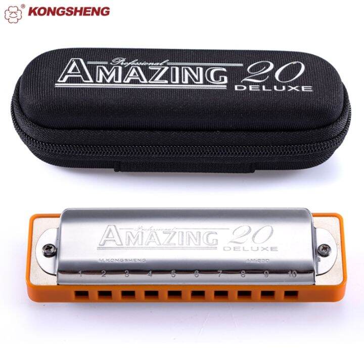 KONGSHENG Diatonic Professional Amazing 20 Deluxe Harmonica 10 Holes ...
