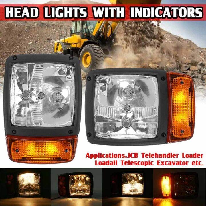 24V Excavator JCB Front LED Headlights Turn Signal Lamp Indicator Work ...