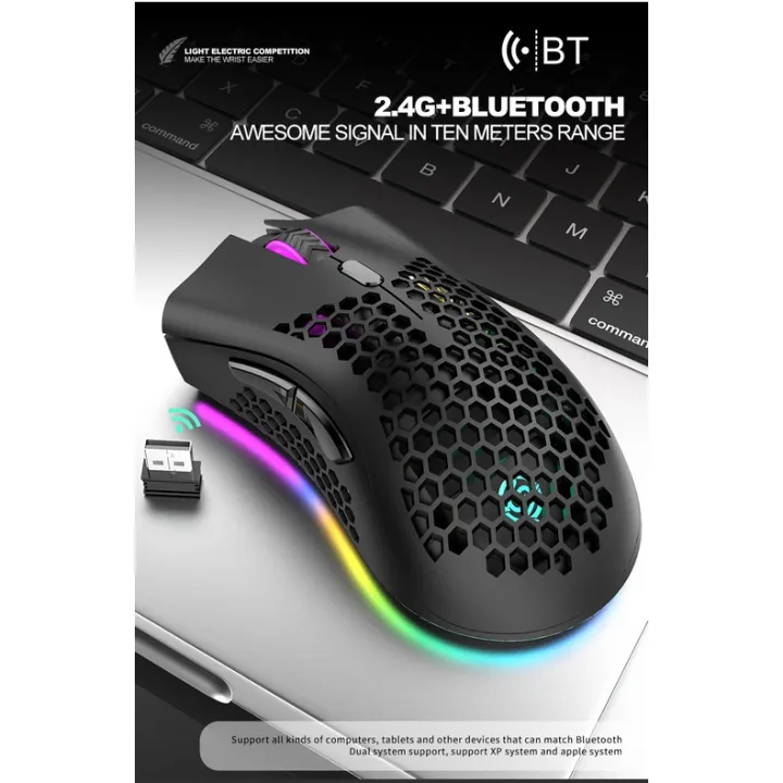 Ready Stock Wireless 2.4G bluetooth dual-mode RGB esports game luminous ...