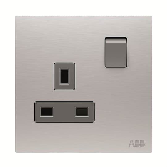 Socket Outlet ABB Stainless Steel BS single pole switched socket outlet with led 13A AM23486-ST ...