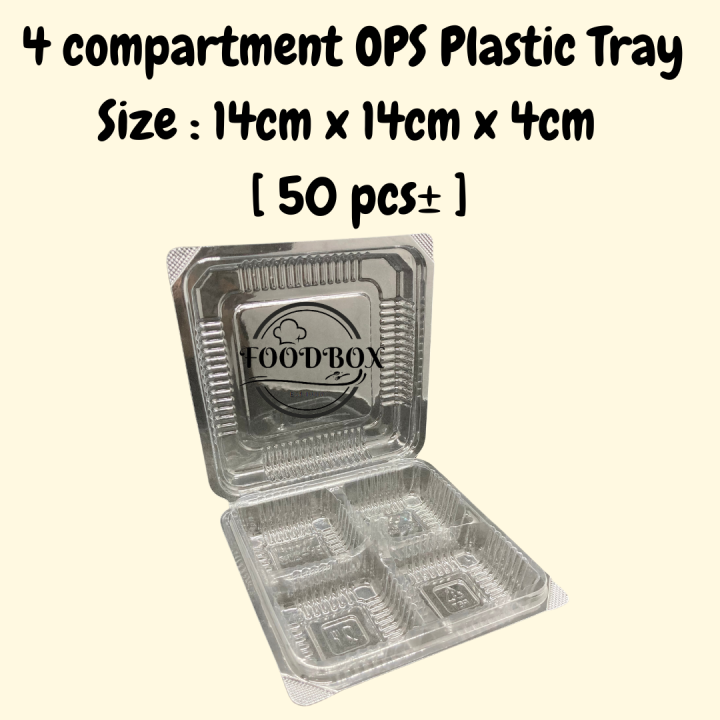 FOODBOX - (50pcs±) BX-203 -4 compartment OPS Plastic Tray Bakery ...
