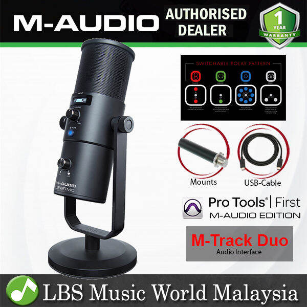 M-Audio Uber Mic USB Condenser Microphone with Headphone Output with 4 ...