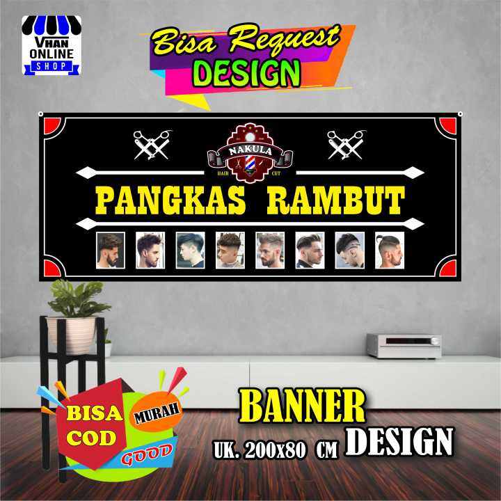 Spanduk Banner Pangkas Rambut, Barbershop, Potong Rambut Keren Bagus ...