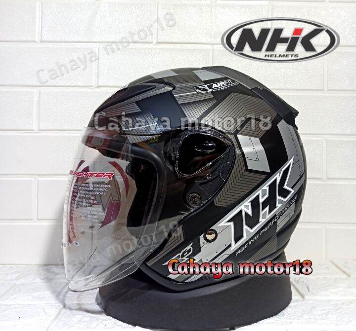 HELM NHK CUBE BLACK SILVER DOF ORIGINAL HELEM HALF FACE | Lazada Indonesia