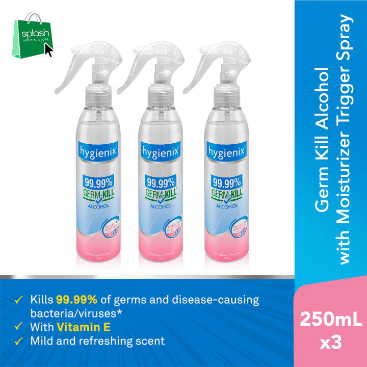 Hygienix Germ Kill Alcohol with Moisturizer Trigger Spray 250ml Set of ...