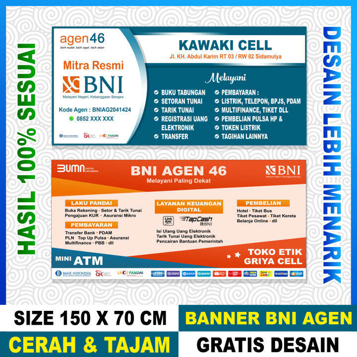 BANNER SPANDUK BNI AGEN 150X70 cm / SPANDUK BNI / BANNER BNI46 | Lazada ...