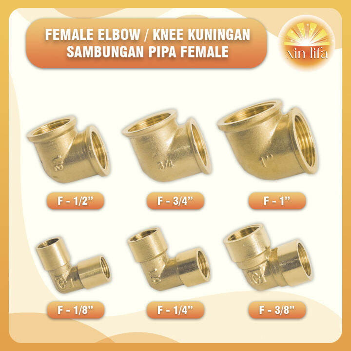 Knee Kuningan Elbow Kuningan Drat Dalam 1/4" 1/2'' 3/4'' 3/8'' 1/8'' 1'' | Lazada Indonesia
