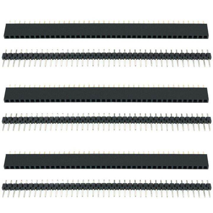 10pcs 1x40Pin 2.54mm Single Row Female + 10pcs 1x40 Male Pin Header ...