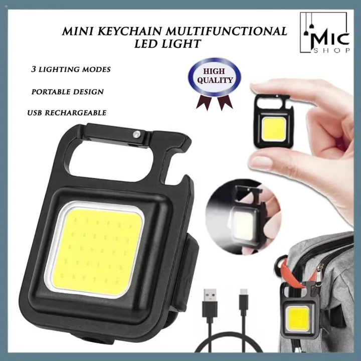 MIC. Mini COB Flashlights Bright Rechargeable Led Keychain Small ...