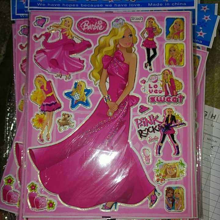 Stiker Laser Gambar Tempel Laser Sticker Anak Karaker Kartun Barbie ...