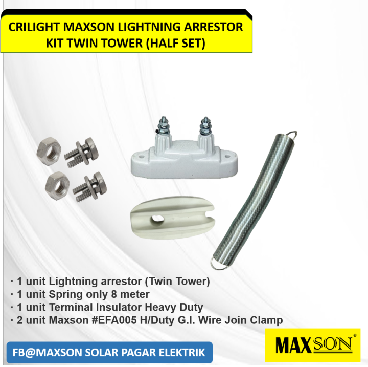 Crilight MAXSON Lightning Arrestor Kit SET TWINTOWER Untuk Halang daripada terkena kilat ...