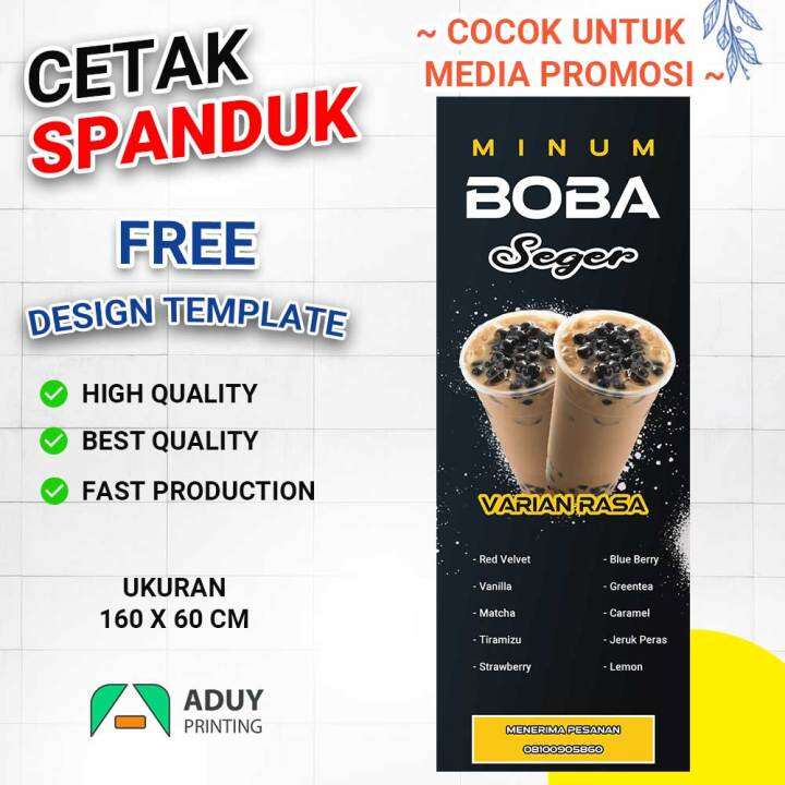 Cetak Spanduk Minuman Kekinian Es Boba Ukuran 160x60 CM Bisa Kustom ...