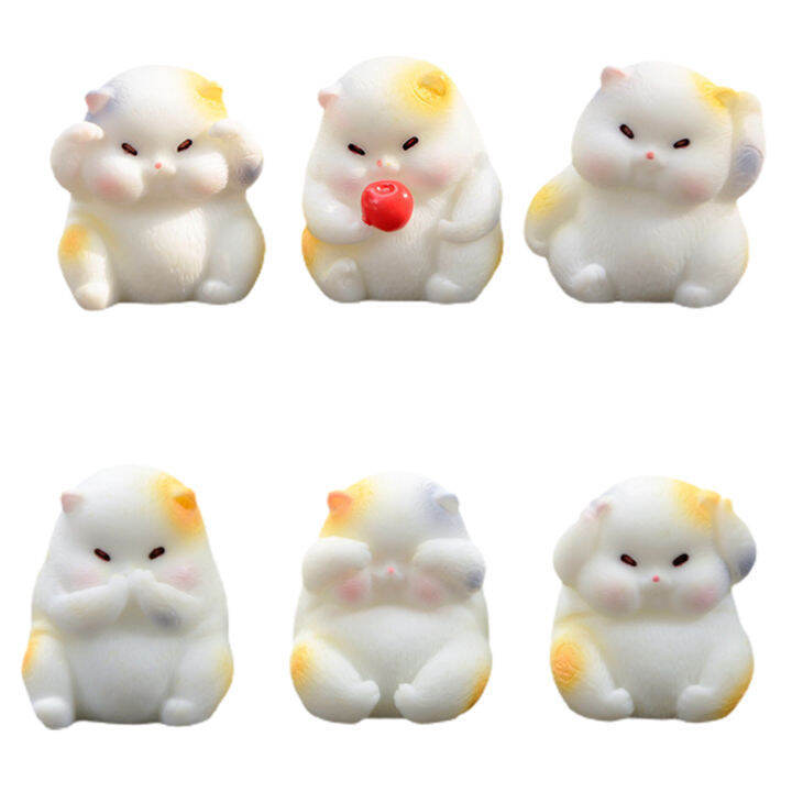 Microgood 6ชิ้น/เซ็ตเครื่องประดับหนูแฮมสเตอร์น่ารักประณีตเรซิ่นนางฟ้ารูปสัตว์น่ารักสำหรับชั้นวาง ...