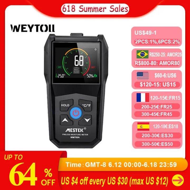 MESTEK Full Angle Display Screen Non-contact Wood Moisture Meter ...