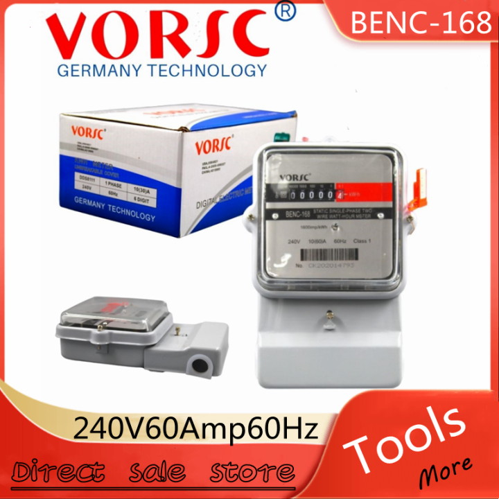 Vorsc Electric Watt Hour Meter Digital Sub-Meter BENC-168 60Amp(Glass ...