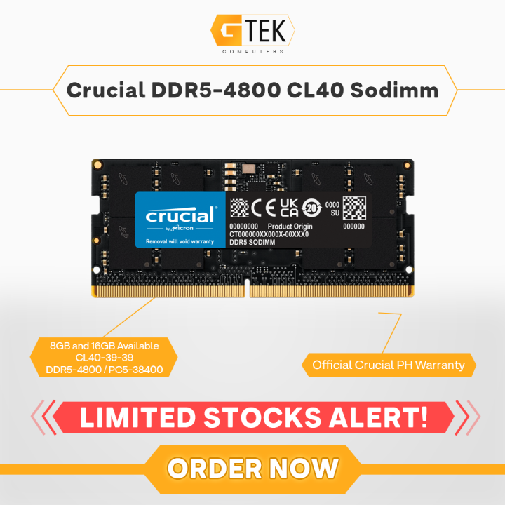 Crucial 8GB 16GB DDR5-4800 SODIMM CL40 Laptop / Notebook RAM | Lazada PH