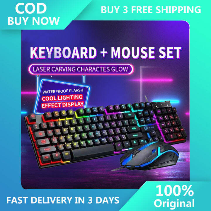 Keyboard And Mouse Set USB Wired PUBG Mechanical Backlight Computer E ...