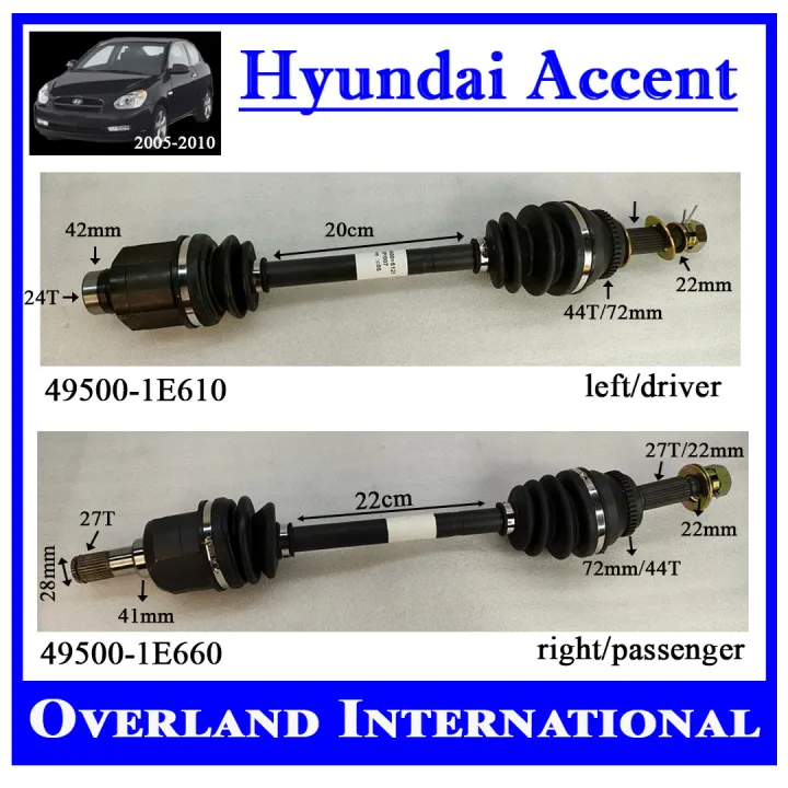DRIVESHAFT C.V JOINT ASSEMBLY CRDi, (Sold By Piece) Left/driver 49500 ...