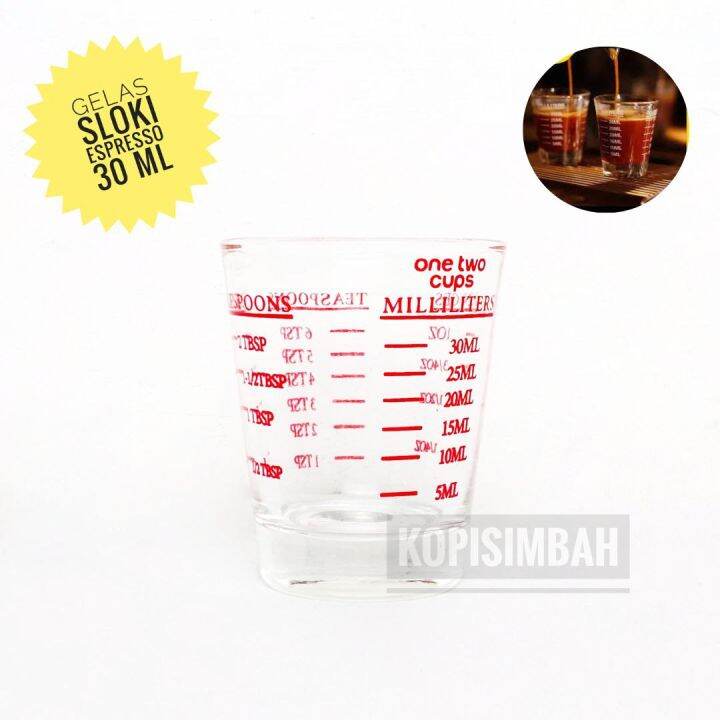 Gelas Ukur Espresso Coffee ROUND Glass Sloki 30 ml Server Seduhan ...