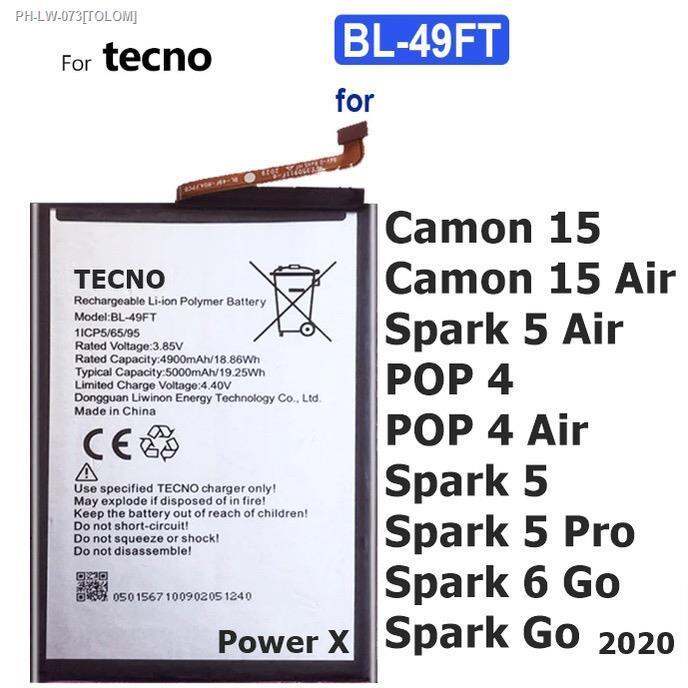 Infinix Tecno Spark 5 Pro 6 Go 2020 Camon 15 Air KE5 KE6 KE7 Pop 4 BC2C BC1s BL49FT BL49HT ...