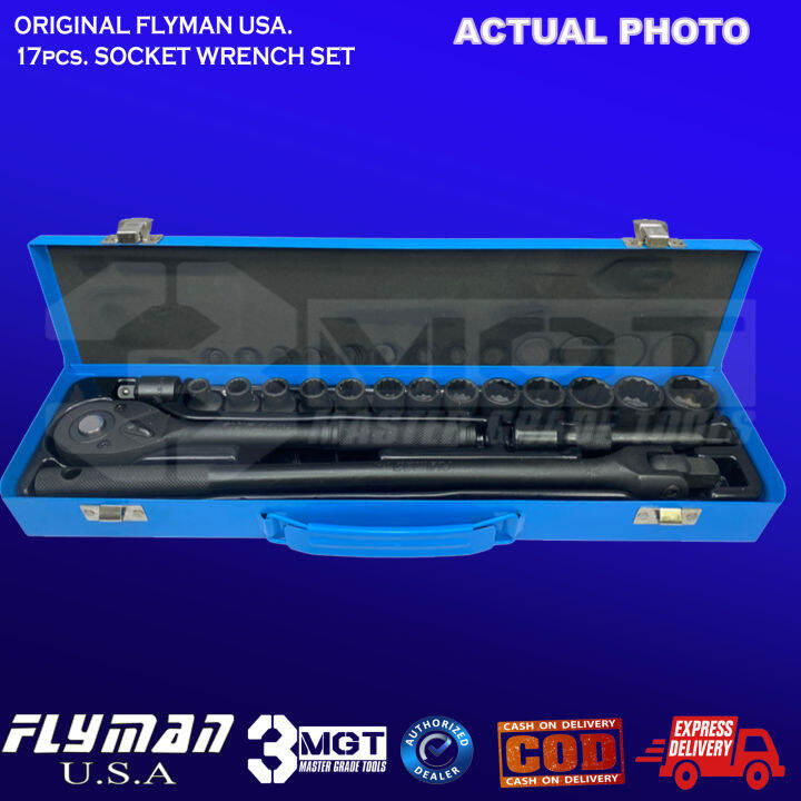 ORIGINAL FLYMAN SOCKET WRENCH SET 17 PCS 12POINTS HEAVYDUTY TOOLS 8 TO 24MM | Lazada PH
