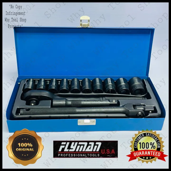FLYMAN USA 13pcs 1/2" Dr. Socket Set with Power Handle 6points | Lazada PH