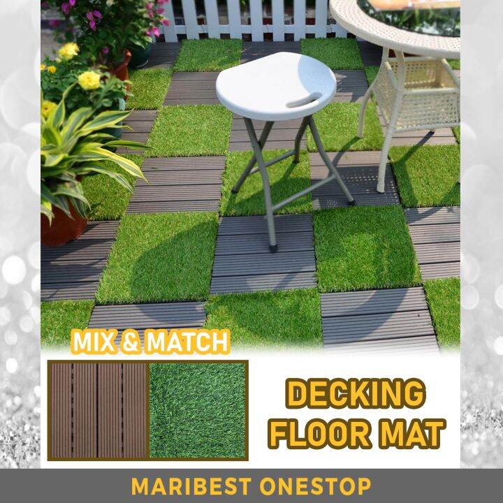 Outdoor Garden Decoration Decking PE Wooden Fake Grass Floor Mat ...