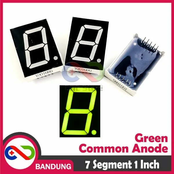 SEVEN SEGMENT 7 SEGMENT 1 INCH 1 DIGIT COMMON ANODE CA GREEN STABILO 1 ...