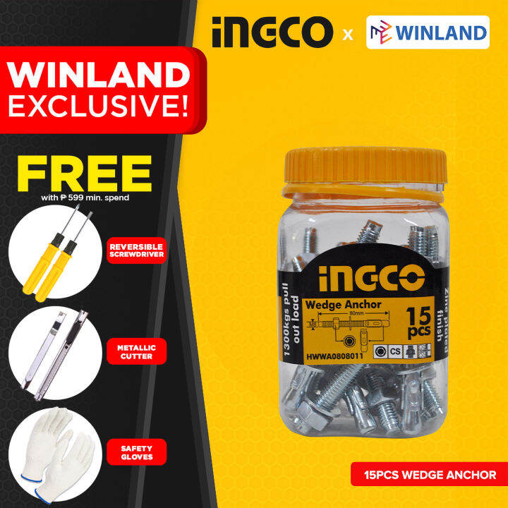 INGCO by Winland Wedge Anchor Zinc Plated Finish SOLD PER BOTTLE ...