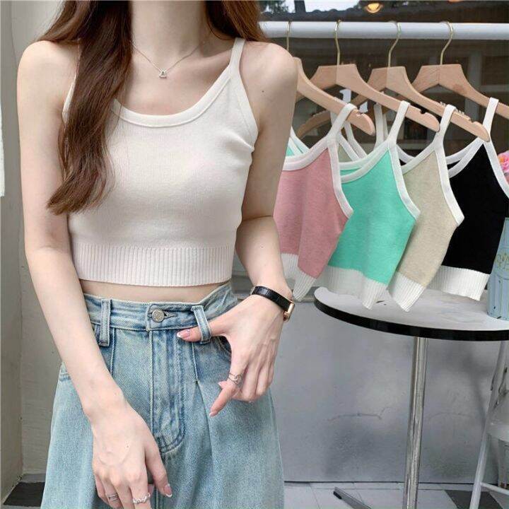 🍉 เสื้อสายเดี่ยวไหมพรม ทรงครอป สีพาสเทลสุดน่ารัก ทรงตัวเล็ก สินค้าพร้อม ...