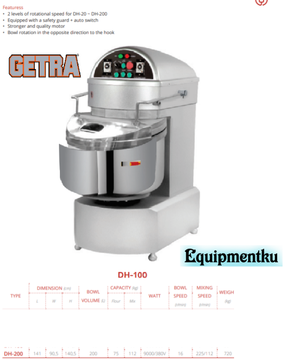 Spiral Mixer GETRA type DH-100 | Lazada Indonesia