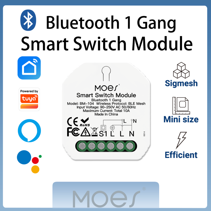 MOES Tuya Smart Bluetooth 1 Gang Mini Switch Module DIY Light Breaker ...