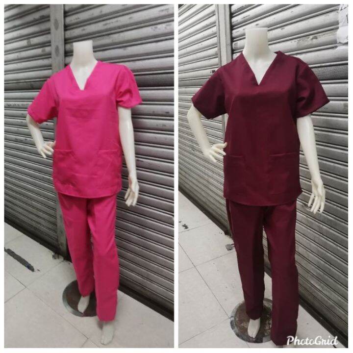 PLAIN SCRUB SUITS SET VNECK KATRINA FABRIC!! | Lazada PH