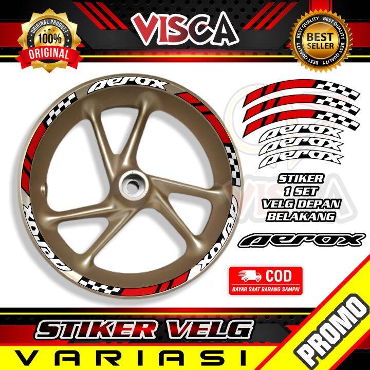 Stiker Velg List Velg Motor Stiker Velg AEROX Motif RACING FLAG ...