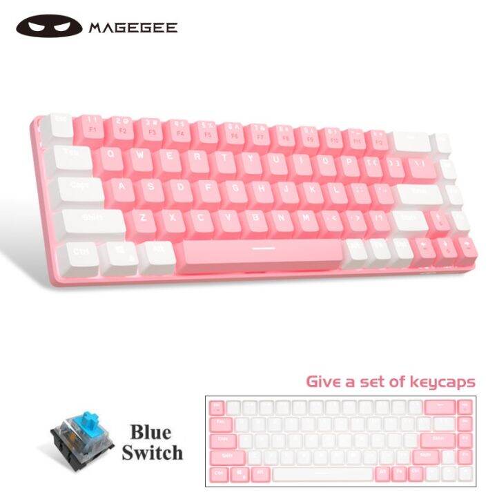MageGee MK-Box 65% Mechanical Keyboard, Wired Pink Gaming Keyboard Blue ...