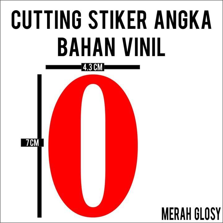stiker sticker cutting angka warna merah glossy satuan - cutting stiker ...