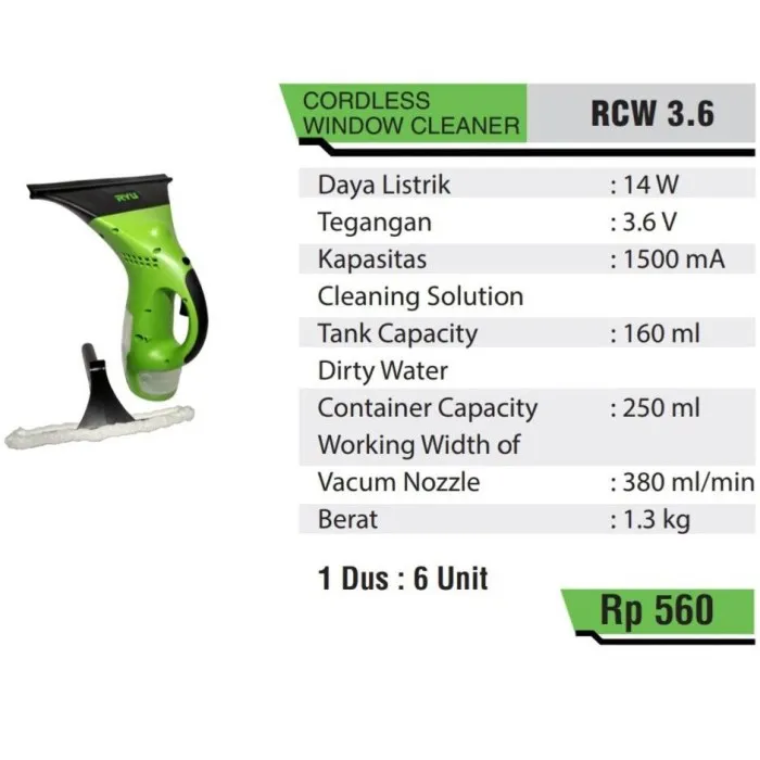 RYU RCW 3.6 Cordless Glass Window Vacuum Cleaner Pembersih Kaca 3,6 | Lazada Indonesia
