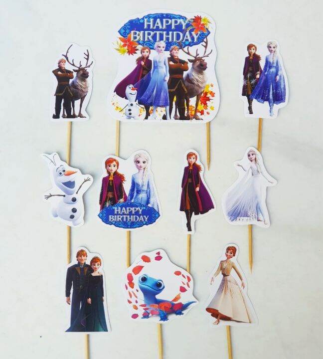 Frozen No 2 Birthday Cake Topper 1 Set Isi 10 Pc Lazada Indonesia