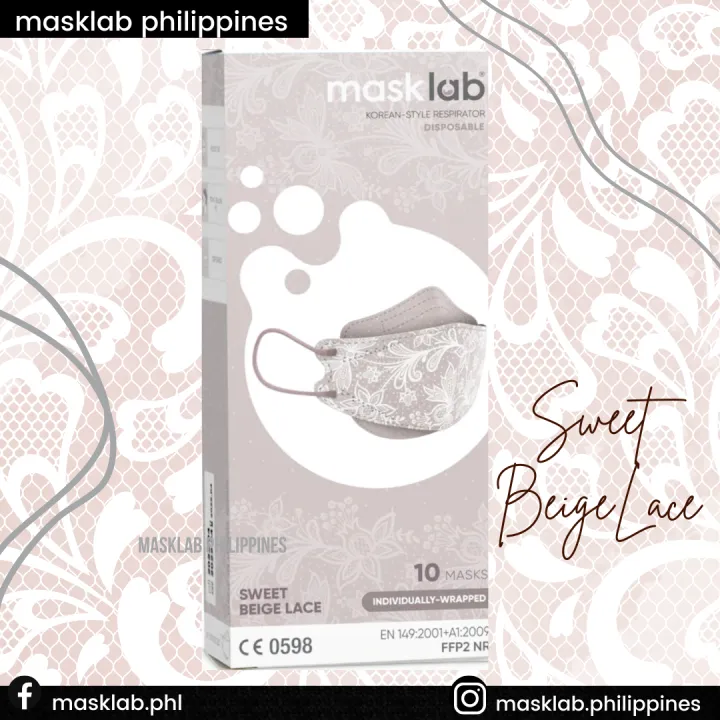 masklab : SWEET BEIGE LACE : KF94 RESPIRATOR 2.0 ( BOX OF 10, INDIVIDUALLY-WRAPPED ) | Lazada PH
